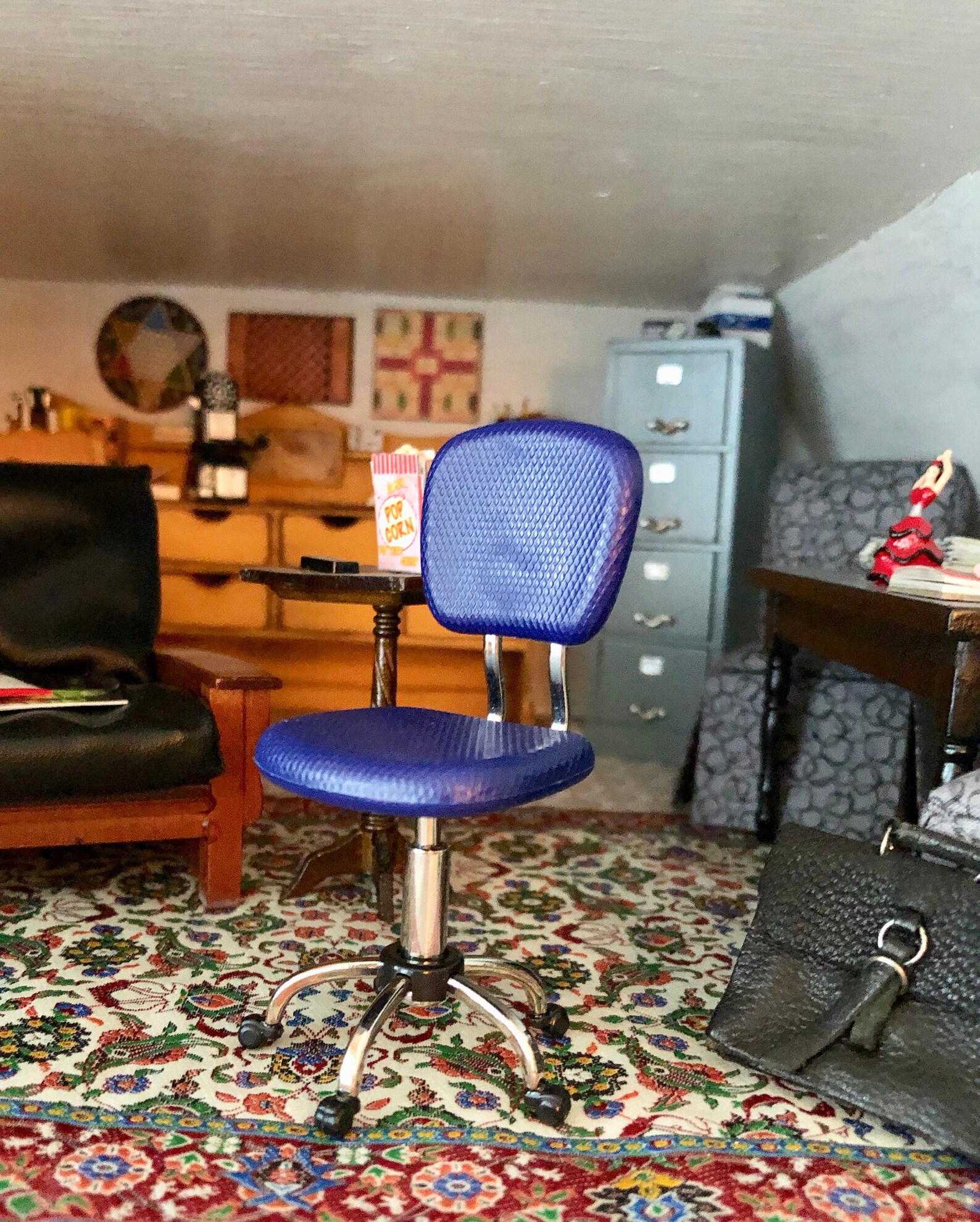 Miniature Swivel Office Chair Mini Blue Desk Chair Dollhouse - Etsy