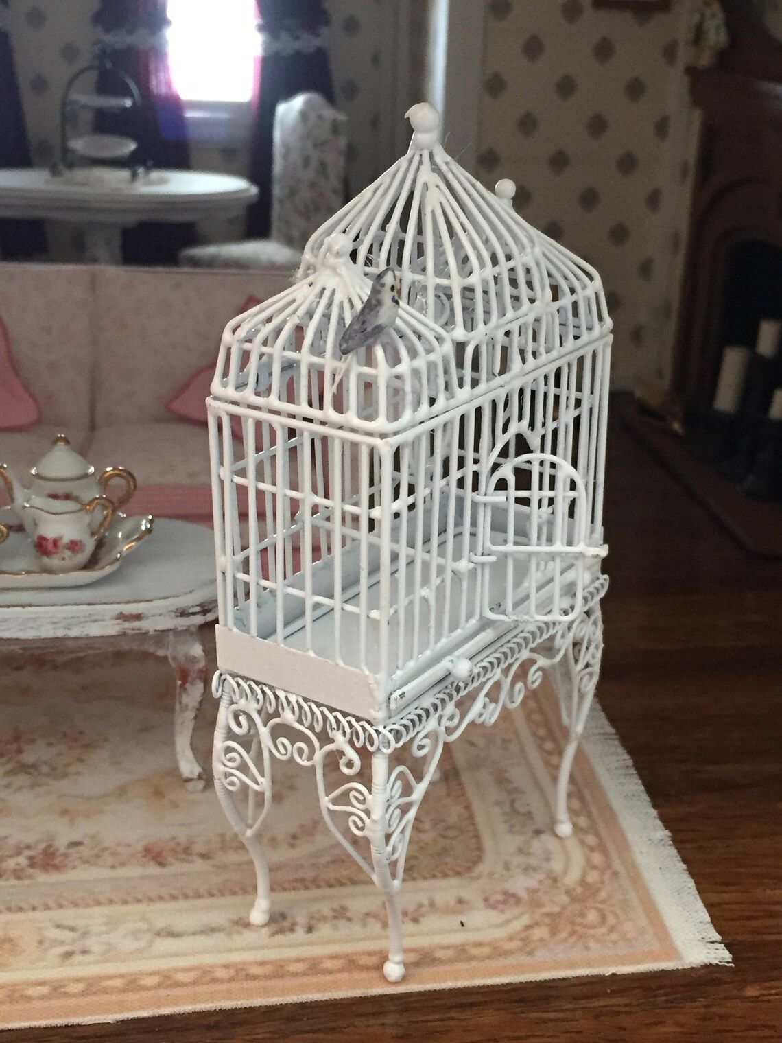 Miniature Bird Cage Large White Wire Fancy Cage With Hinged - Etsy