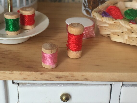 Miniature Spools of Thread Small Size Dollhouse Miniatures | Etsy