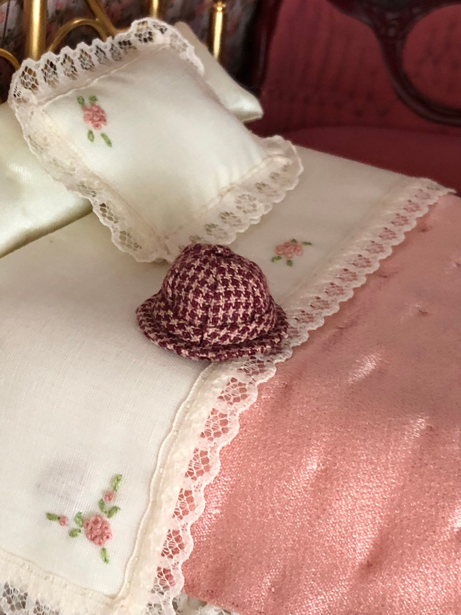 Miniature Hat Red Checkered Hat Style 73 Dollhouse - Etsy