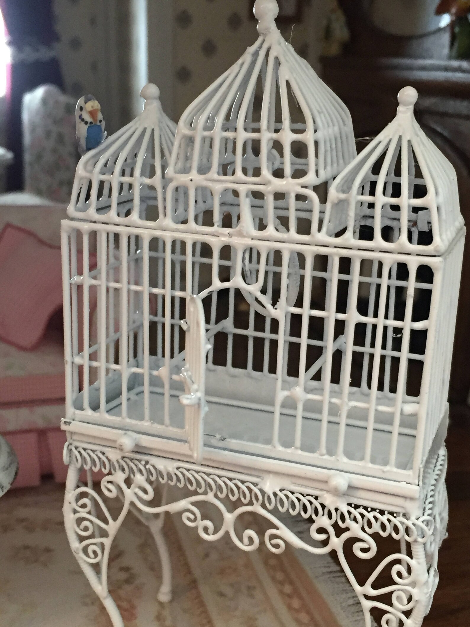Miniature Bird Cage Large White Wire Fancy Cage With Hinged - Etsy