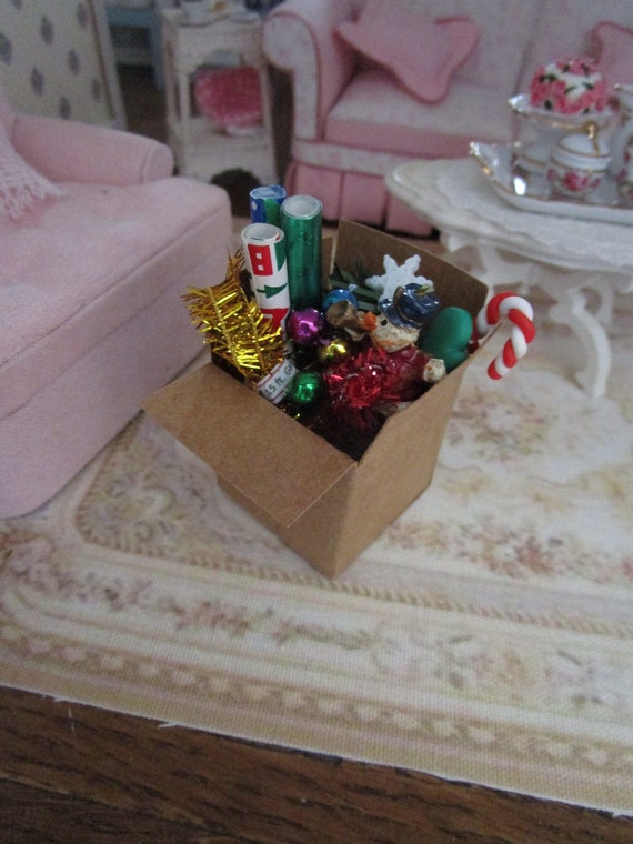 Miniature Box of Christmas Decorations Getting Ready for - Etsy