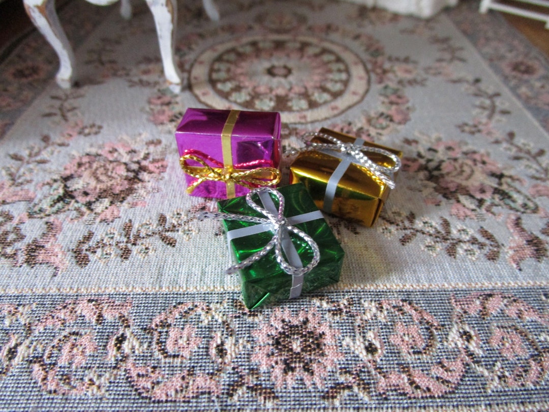 Miniature Wrapped Presents, Mini Foil Wrapped Gifts, 3 Piece Set, Style ...