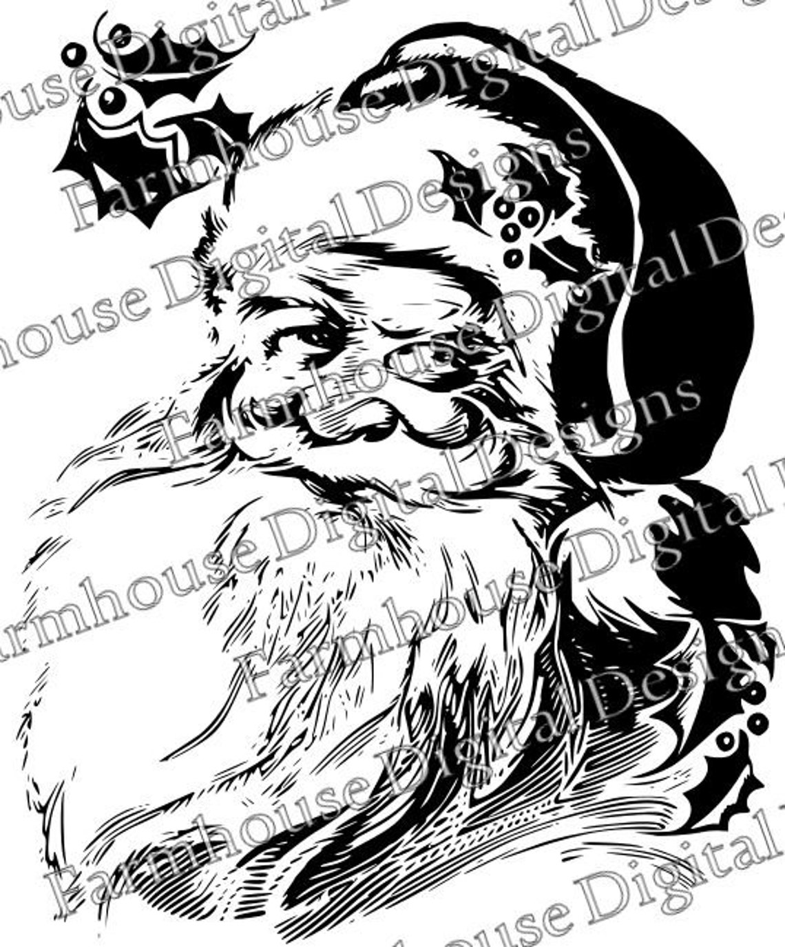 Old World Santa Version #2 .SVG/.DXF/.PNG for Use W/ Silhouette Studio ...
