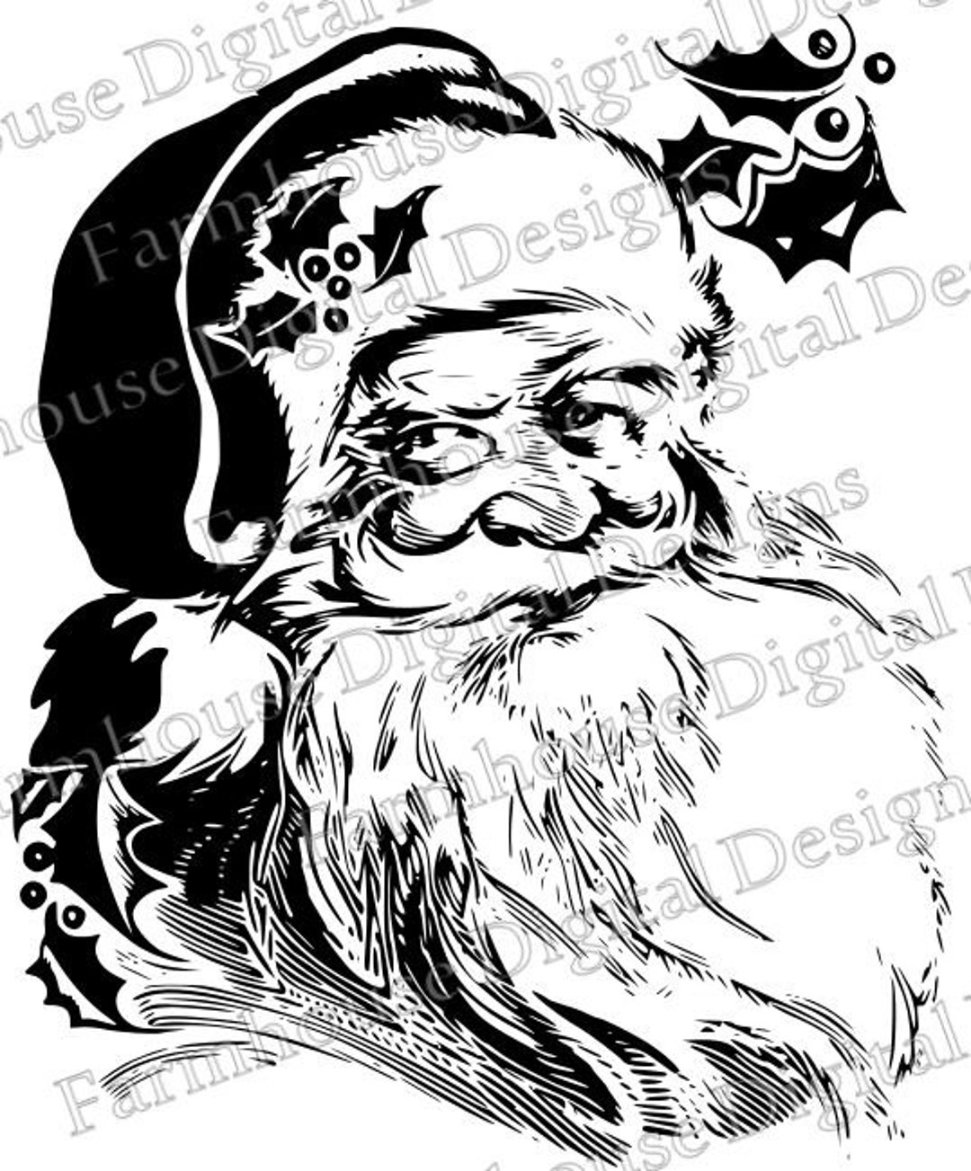 Old World Santa Version #2 .SVG/.DXF/.PNG for Use W/ Silhouette Studio ...