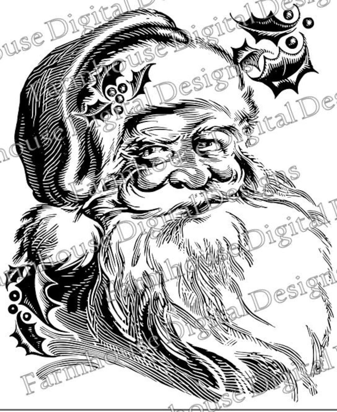 Old World Santa .SVG/.DXF/.PNG for Use W/ Silhouette Studio and Other ...