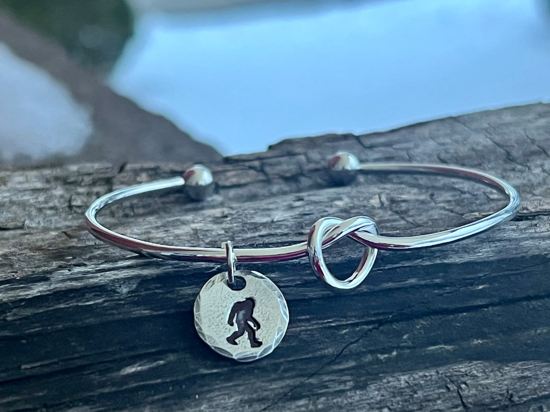 Sasquatch Love Knot Bracelet, Hand Stamped Bigfoot Charm, Pewter ...