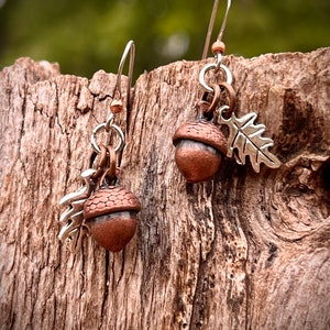 Copper Acorn Earrings, Oak Leaf and Acorn Jewelry, Acorn Gift, Autumn ...