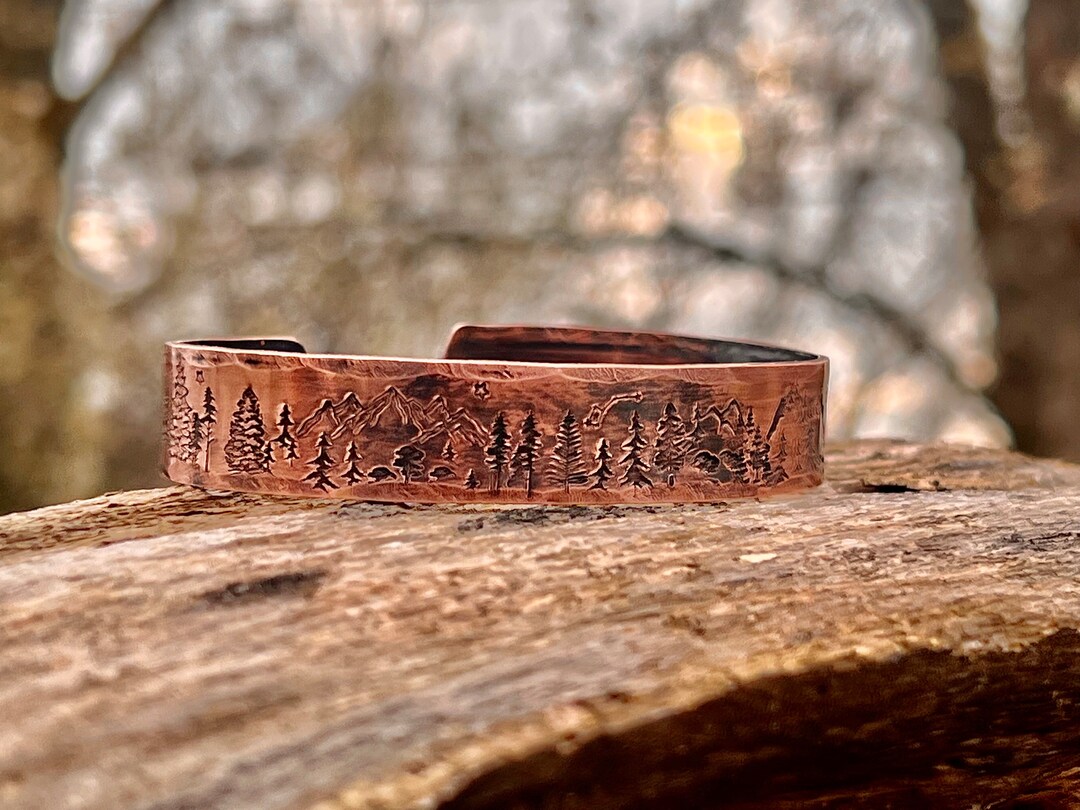 Evergreen Cuff, Tree Copper Cuff, Hand-stamped Copper Cuff, Outdoor ...