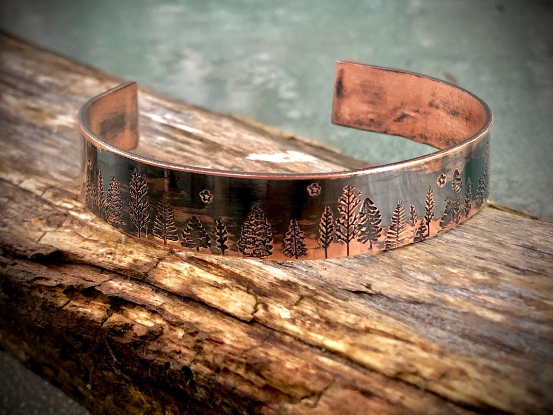 Evergreen Cuff Tree Copper Cuff Hand-stamped Copper Cuff | Etsy