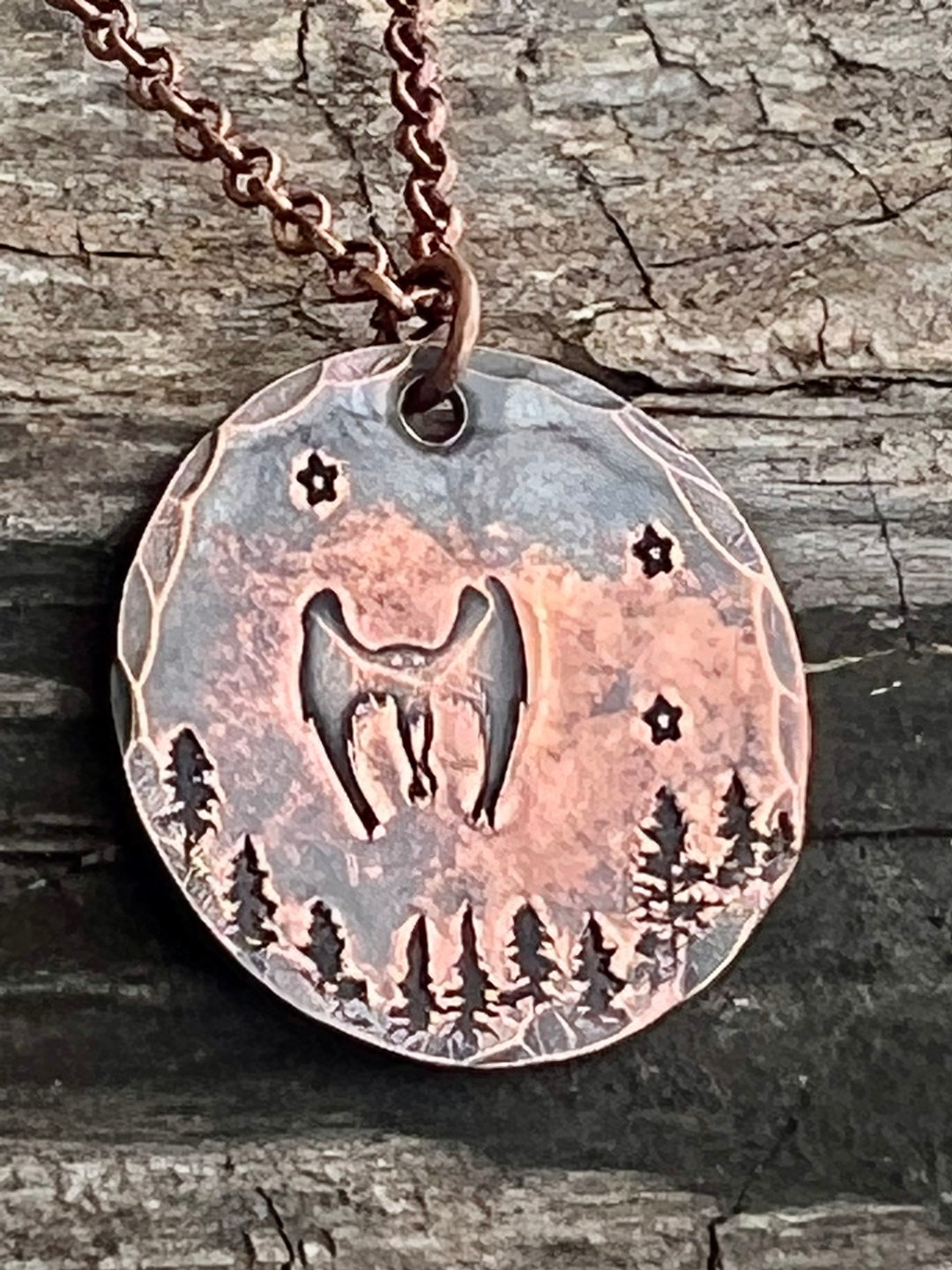 Mothman Copper Hand-stamped Pendant Necklace, Spooky Mothman Charm ...