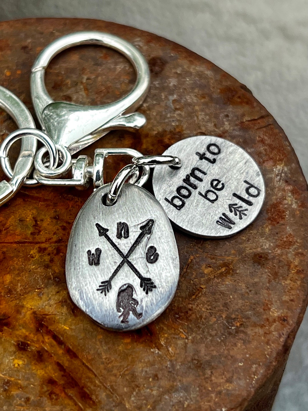 Sasquatch Pewter Compass Keychain, Bigfoot as South Chunky Pewter ...
