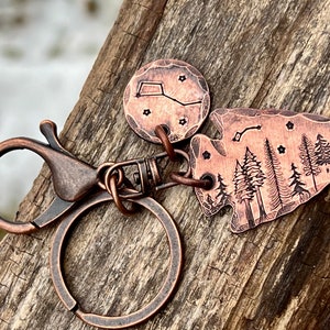 Arrowhead Big Dipper and Little Dipper Copper Keychain, Evergreen Trees ...