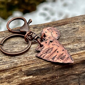 Arrowhead Big Dipper and Little Dipper Copper Keychain, Evergreen Trees and Stars Purse or ...