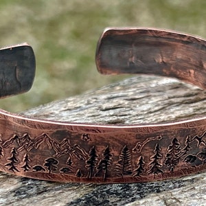Evergreen Cuff, Tree Copper Cuff, Hand-stamped Copper Cuff, Outdoor ...