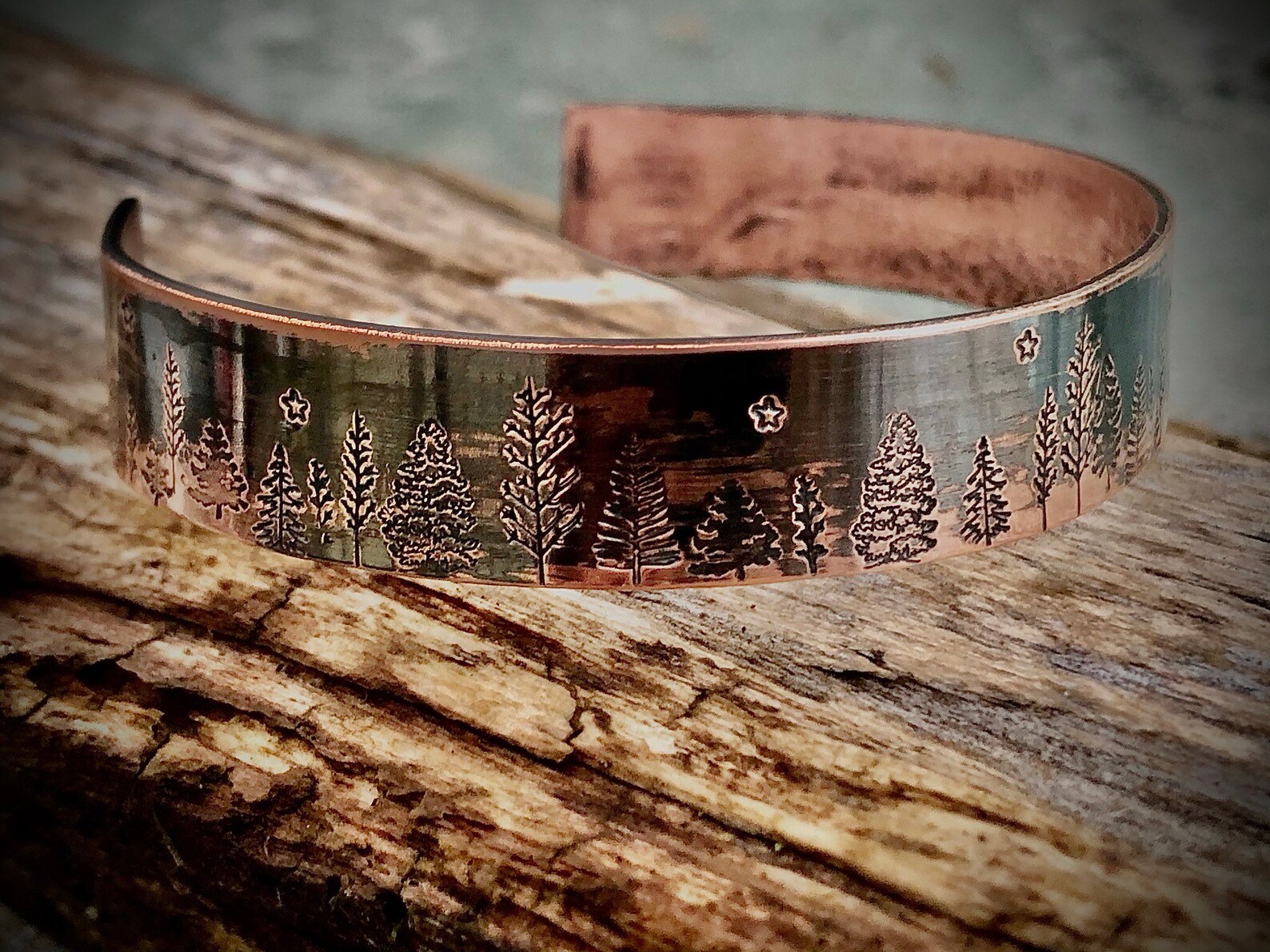 Evergreen Cuff Tree Copper Cuff Hand-stamped Copper Cuff | Etsy