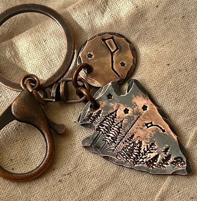 Arrowhead Big Dipper and Little Dipper Copper Keychain - Etsy