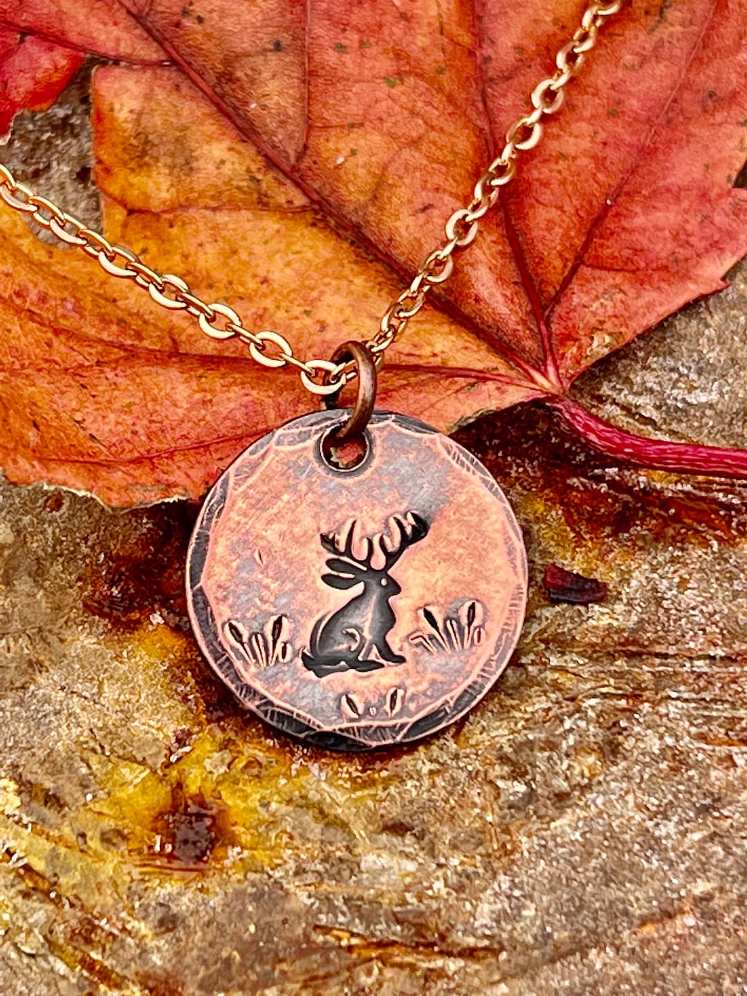 Jackalope Copper Pendant Necklace, Delicate Cryptid Jewelry Gift, Jack ...