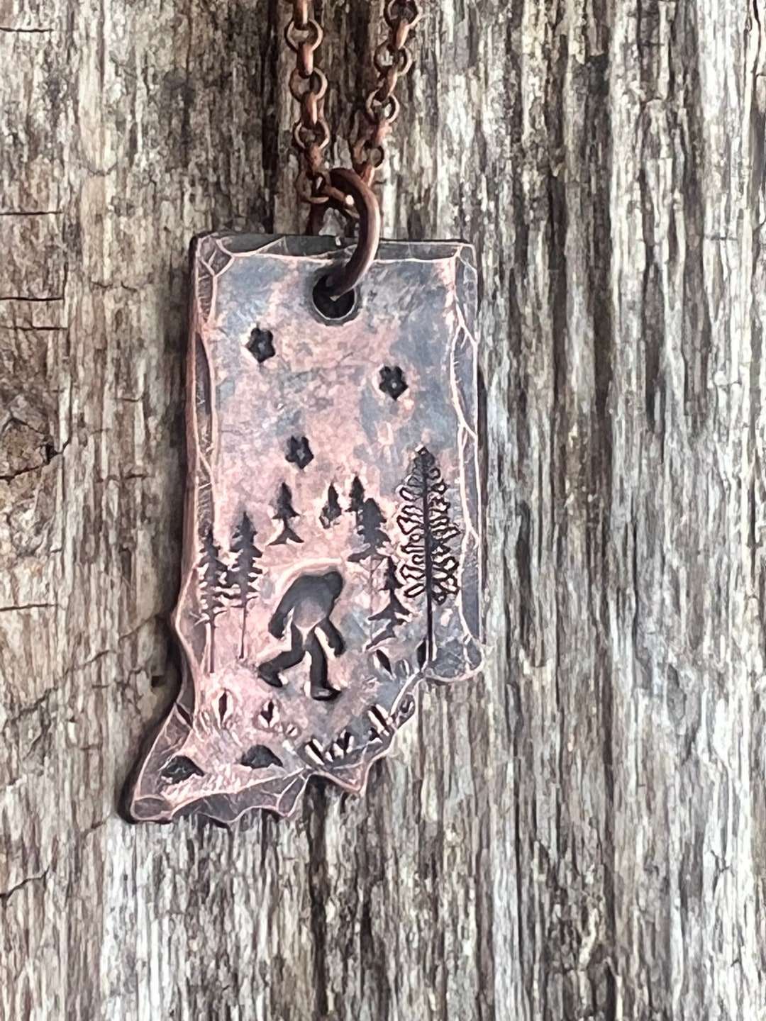 Indiana Bigfoot Pendant, Sasquatch Wanders Through Indiana Jewelry ...
