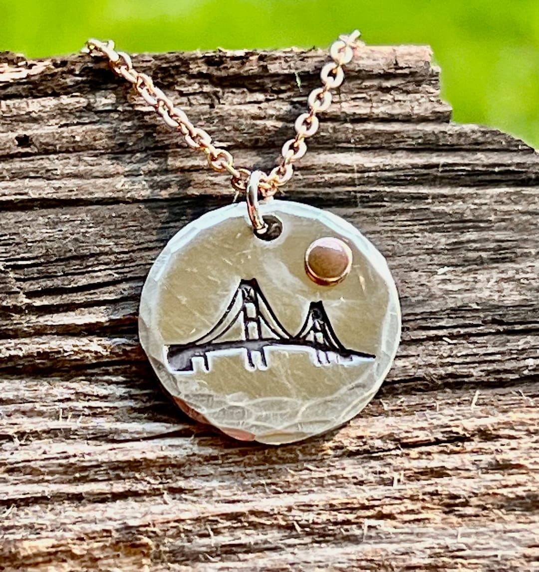 Mighty Mac Bridge Pewter Pendant, Mackinac Bridge Jewelry, Michigan ...