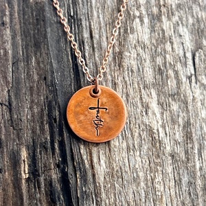 Faith Cross Hand-stamped Copper Pendant Necklace, 7th Anniversary ...