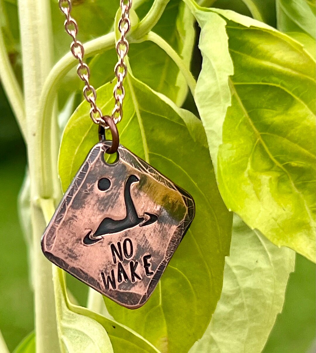 Loch Ness Monster No Wake Sign Copper Pendant Necklace, Scottish ...