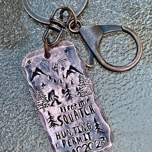 Sasquatch Hunting Permit Keychain, Bigfoot Little Dipper Copper ...