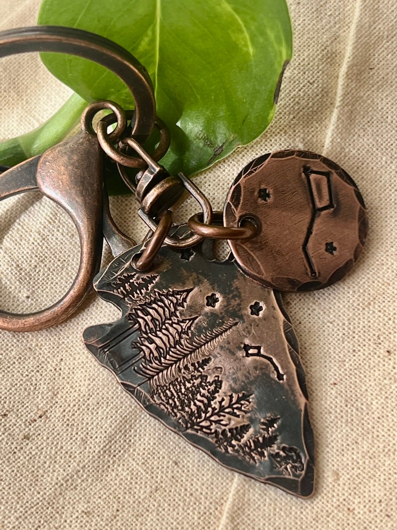 Arrowhead Big Dipper and Little Dipper Copper Keychain - Etsy