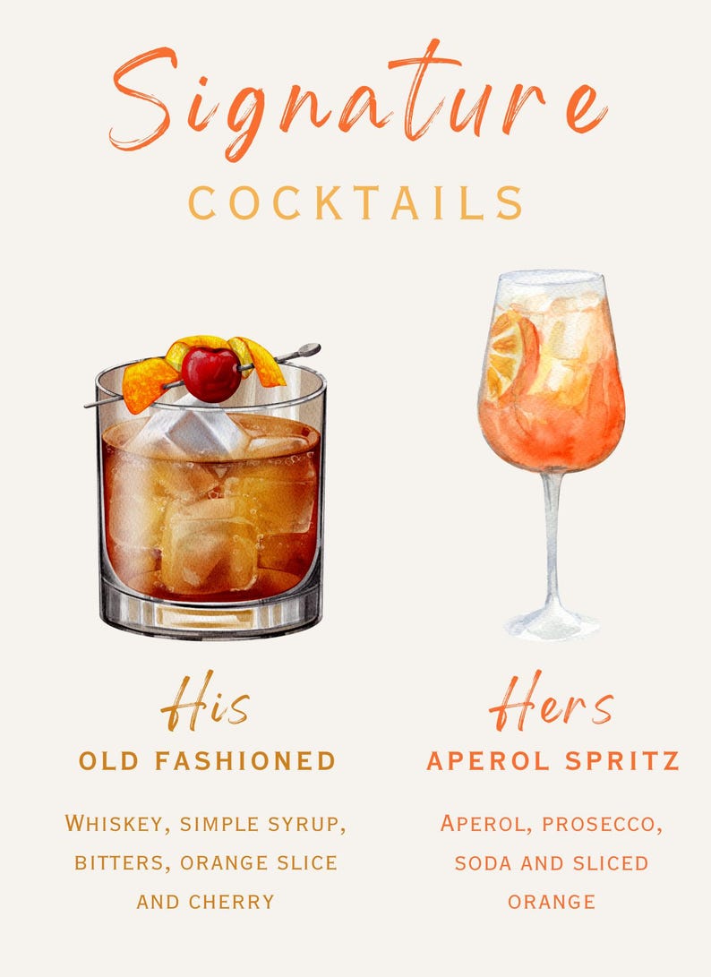 Custom Signature Cocktail | Custom Cocktail Menu | His and Hers ...
