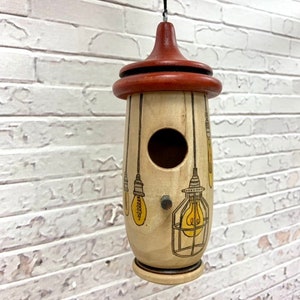 Hummingbird House, Lightbulb Art, Handmade Wooden Birdhouse for Indoor ...