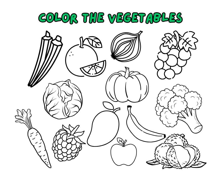 Vegetables and Fruits Coloring Book - Etsy