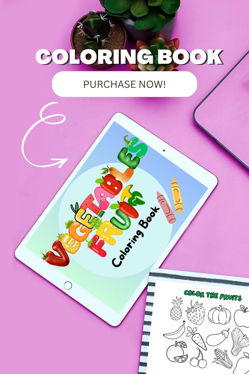 Vegetables and Fruits Coloring Book - Etsy