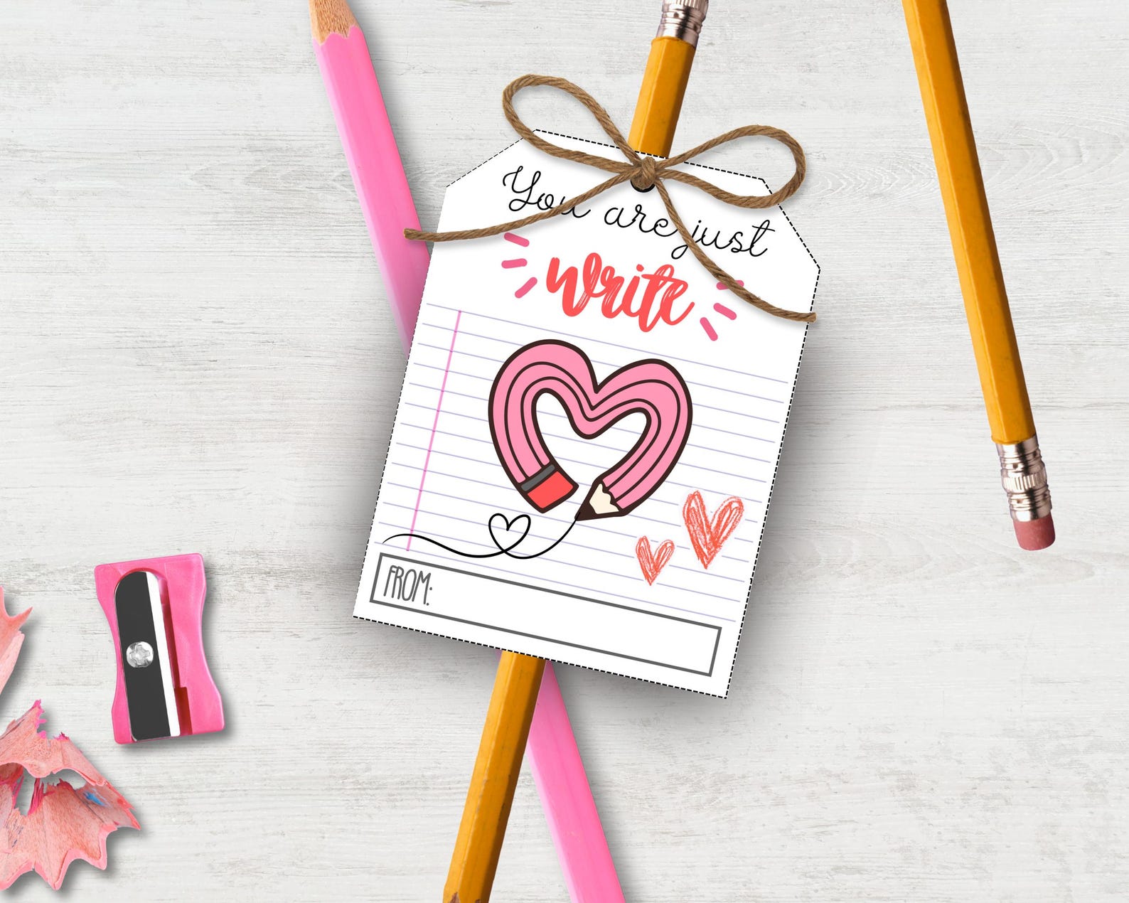 Valentines Pencil Gift Tag, Pencil Valentine, Valentines Class Gift ...