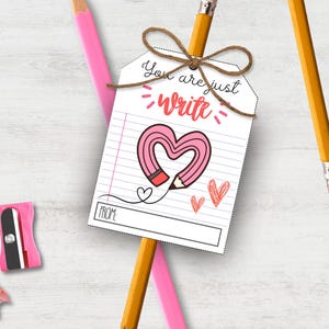 Valentines Pencil Gift Tag, Pencil Valentine, Valentines Class Gift ...