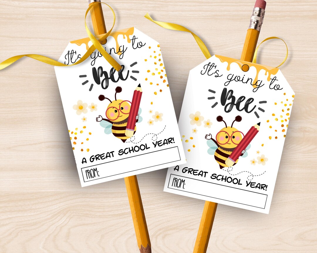 Bee Themed Back to School Tags, Pencil Holder Gift Tag, Back to School ...