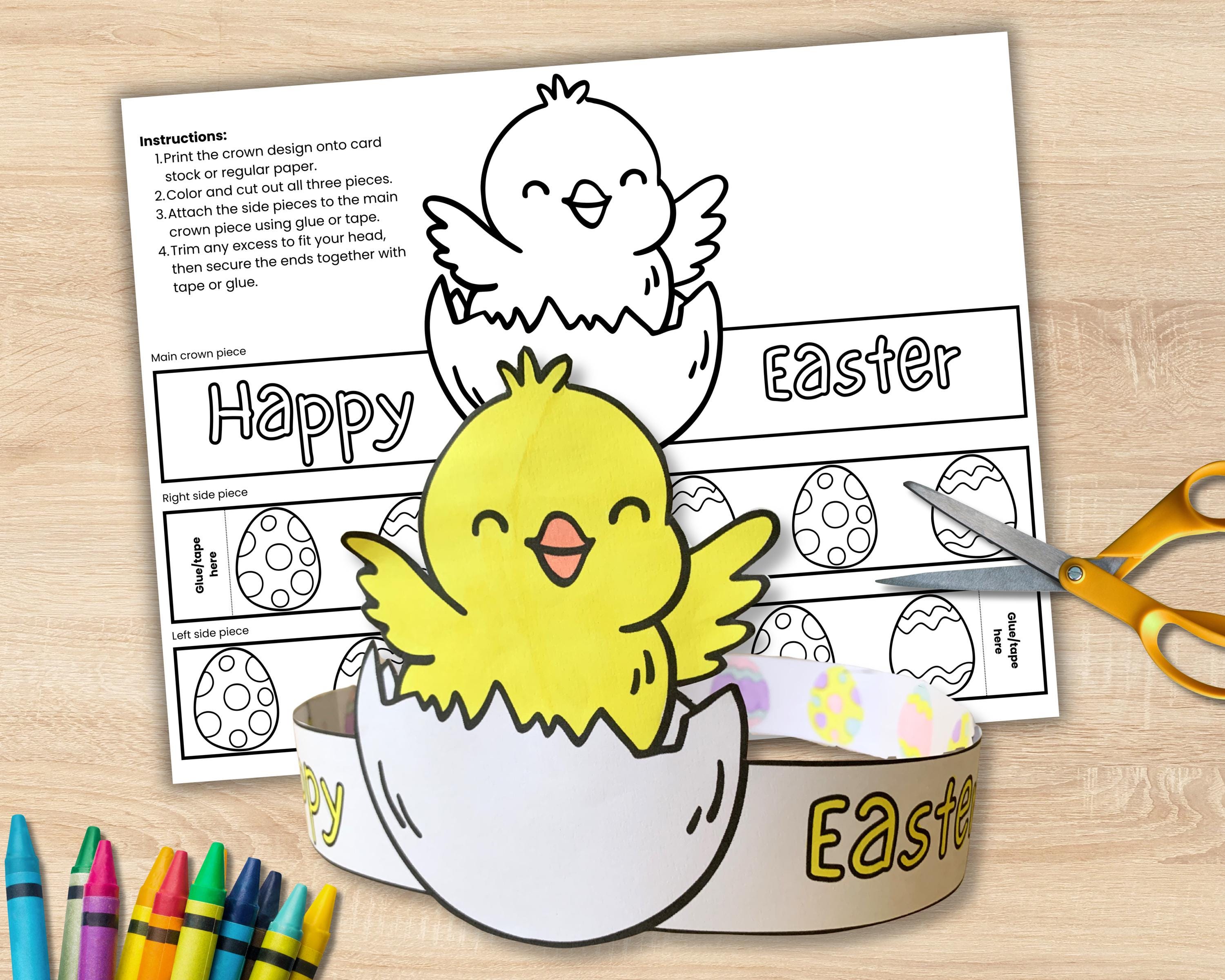 Easter Chick Paper Crown Printable, Easter Coloring Paper Crown, Easter ...