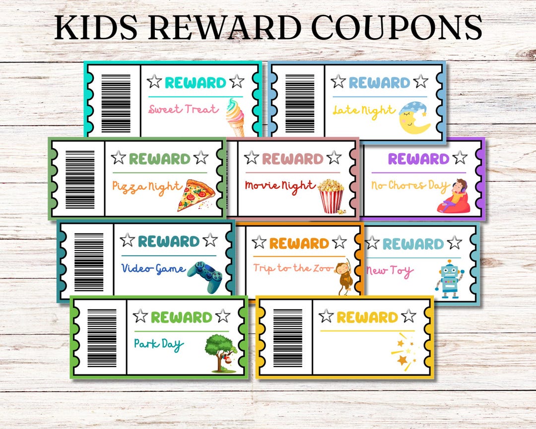 Kids Reward Coupons, Printable Reward Coupons for Kids, Coupon Book for ...