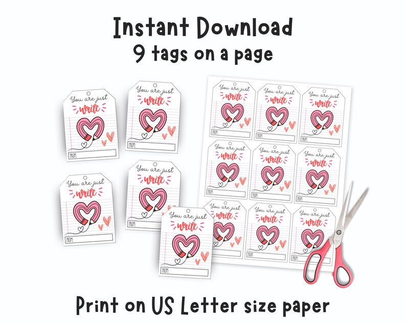 Valentines Pencil Gift Tag, Pencil Valentine, Valentines Class Gift ...