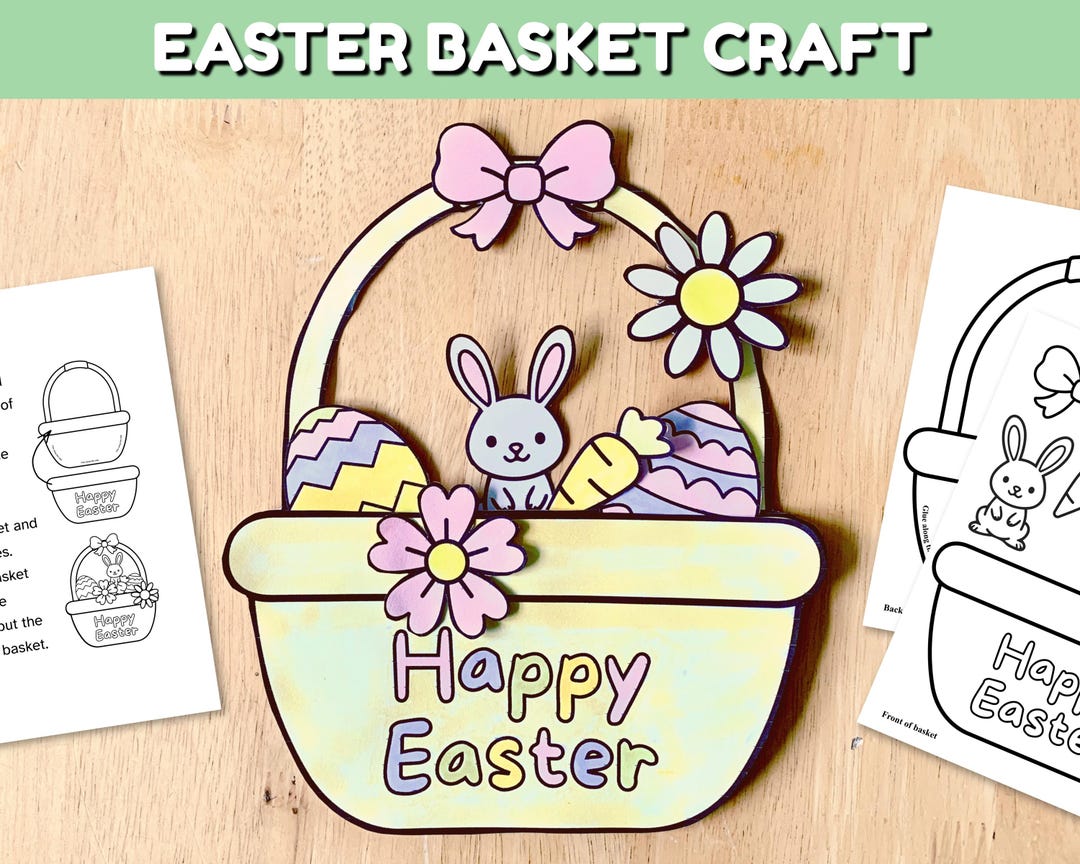 Easter Basket Craft, Easter Cut and Paste Craft, Easter Basket Cut and ...