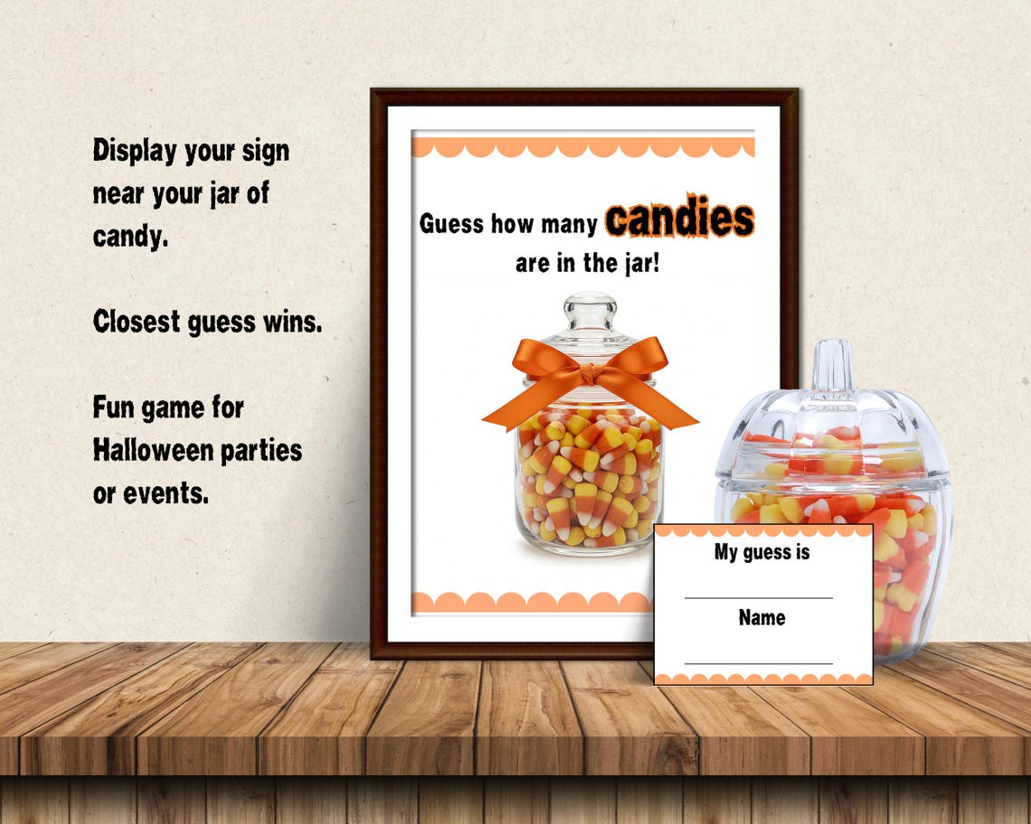Halloween Guess How Many Candies Game, Halloween Guess How Many Sign ...