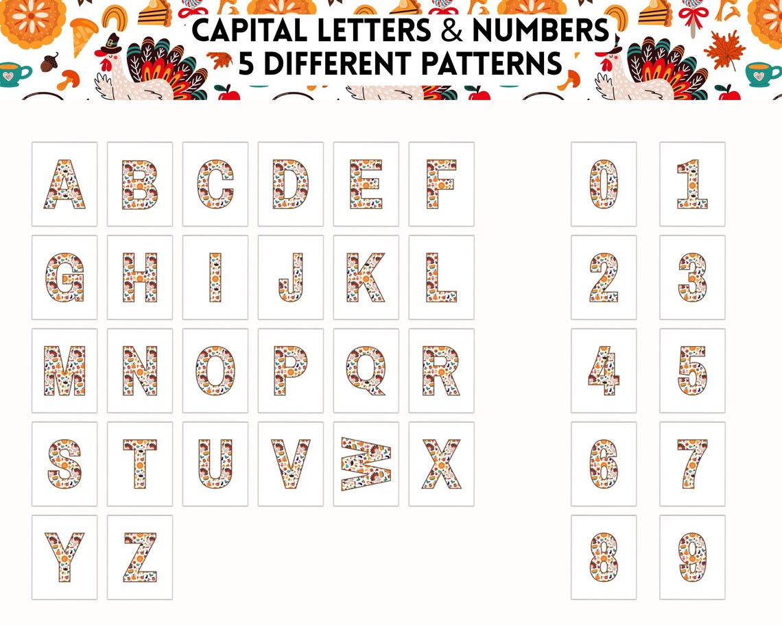 Thanksgiving Bulletin Board Letters and Numbers, Fall Bulletin Board ...