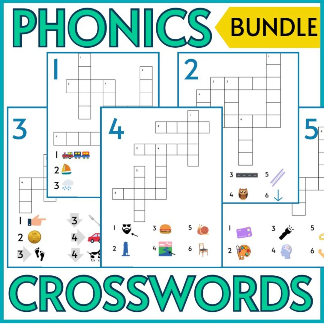 Phonics Crossword Puzzles Worksheet Bundle Phase 3 Phonics Digraphs and ...