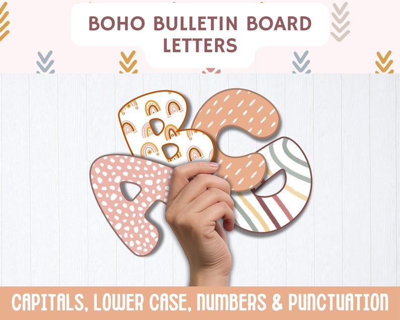 Boho Bulletin Board Bubble Letters and Numbers, Boho Bulletin Boards ...