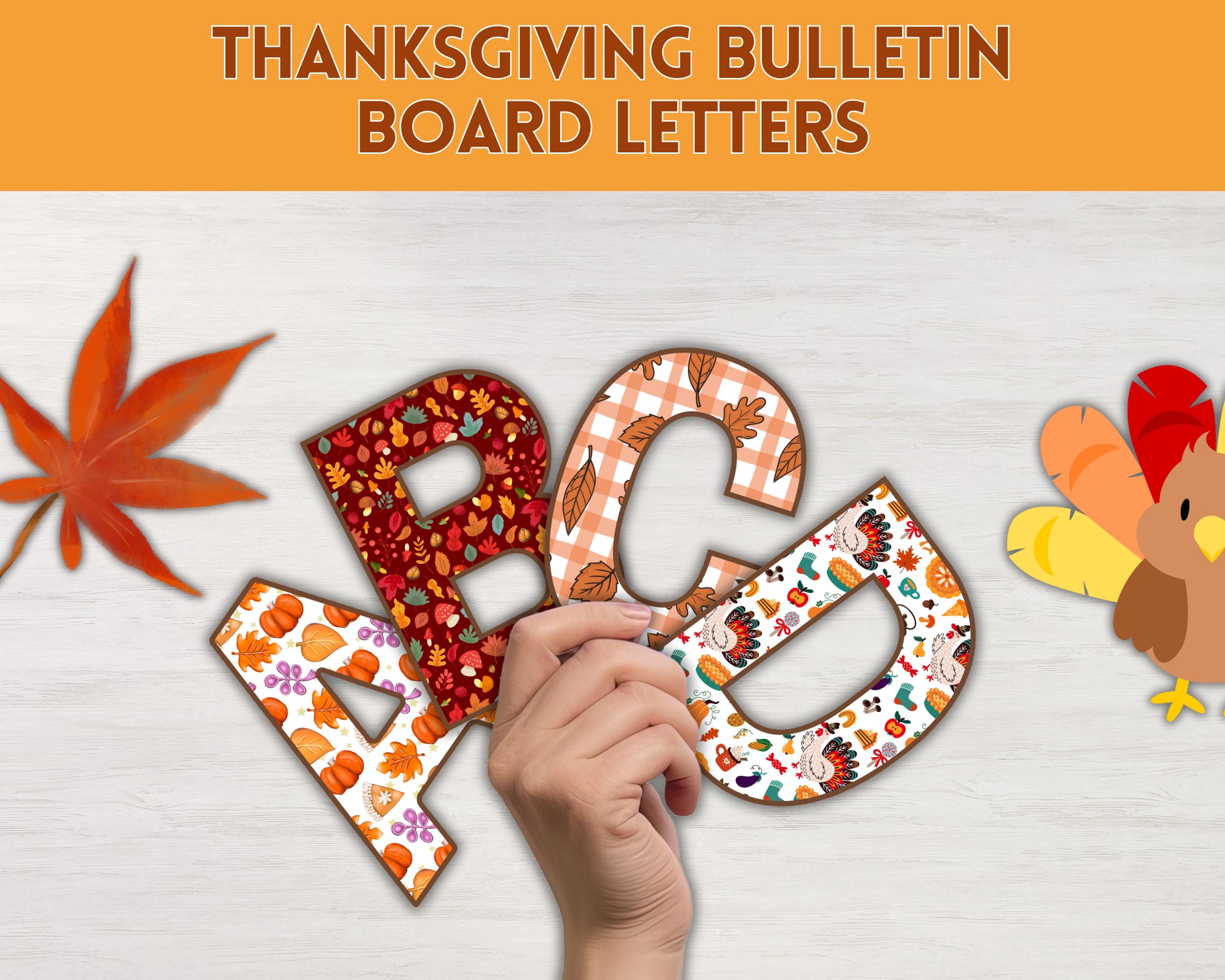 Thanksgiving Bulletin Board Letters and Numbers, Fall Bulletin Board ...