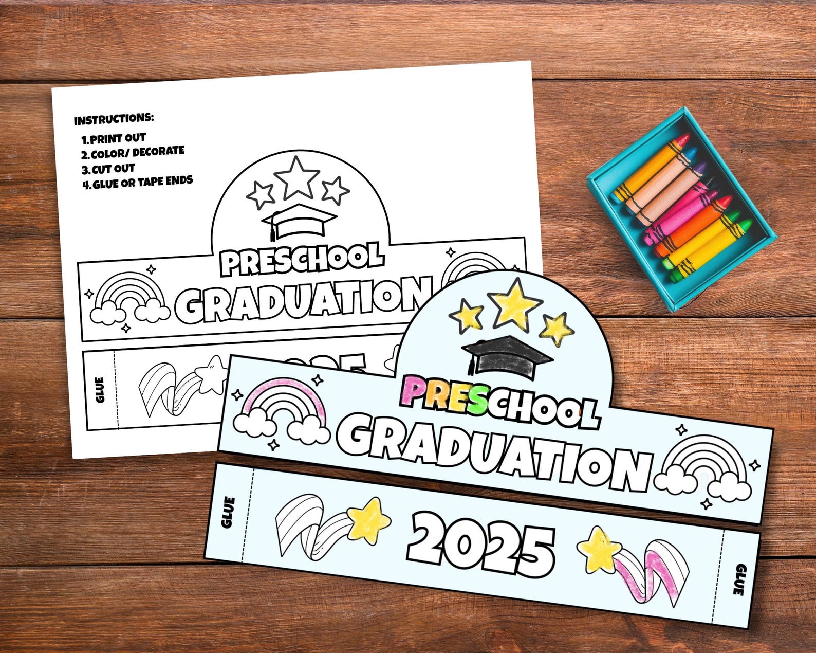 Preschool Graduation 2025, Paper Crown Printable, Preschool Coloring ...
