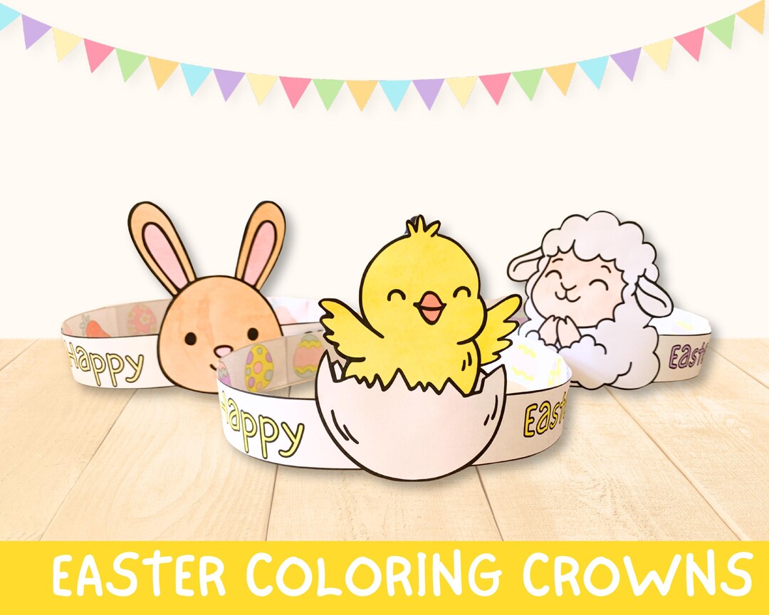 Easter Animal Paper Crowns Printable, Easter Coloring Paper Crowns ...