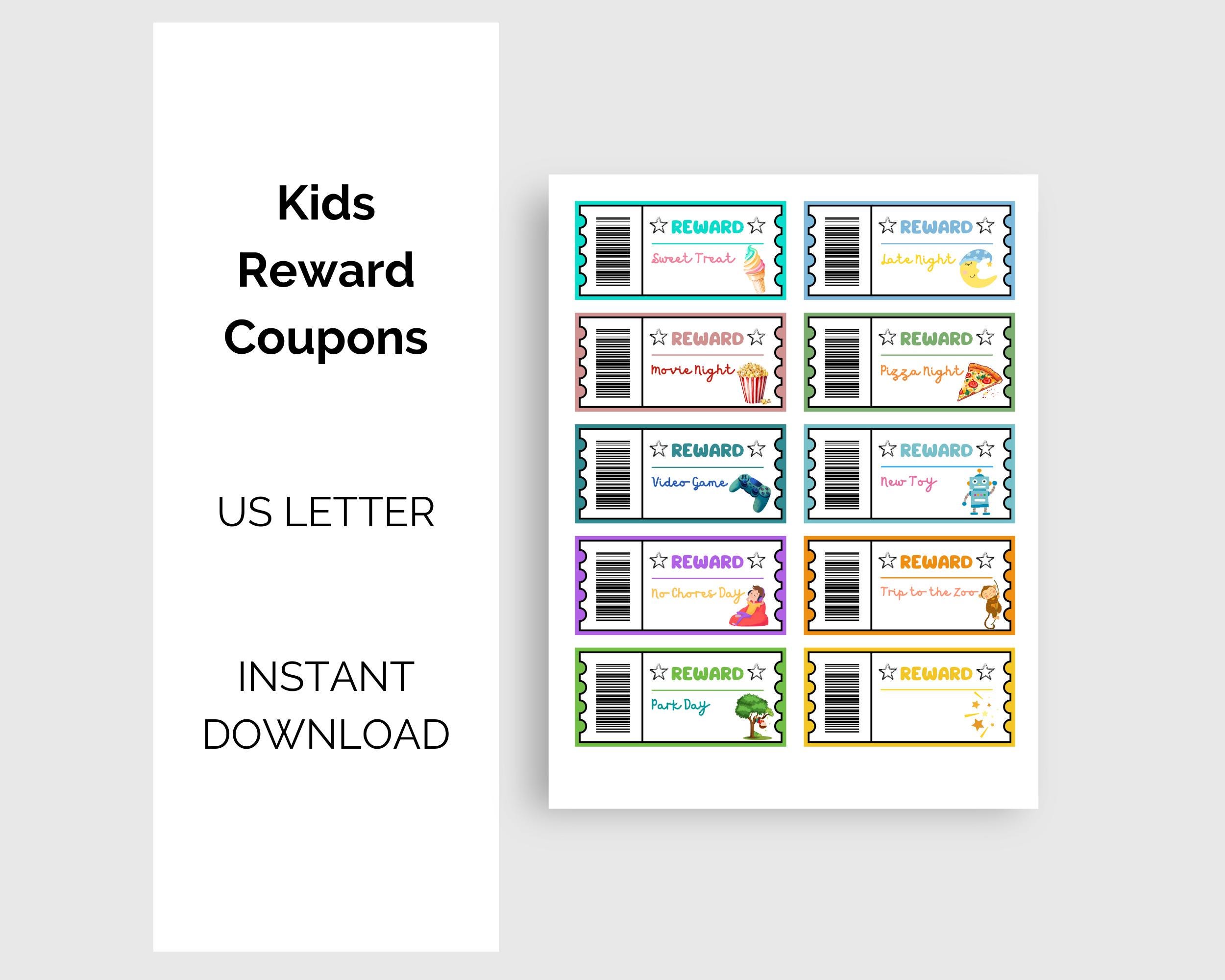 Kids Reward Coupons, Printable Reward Coupons for Kids, Coupon Book for ...