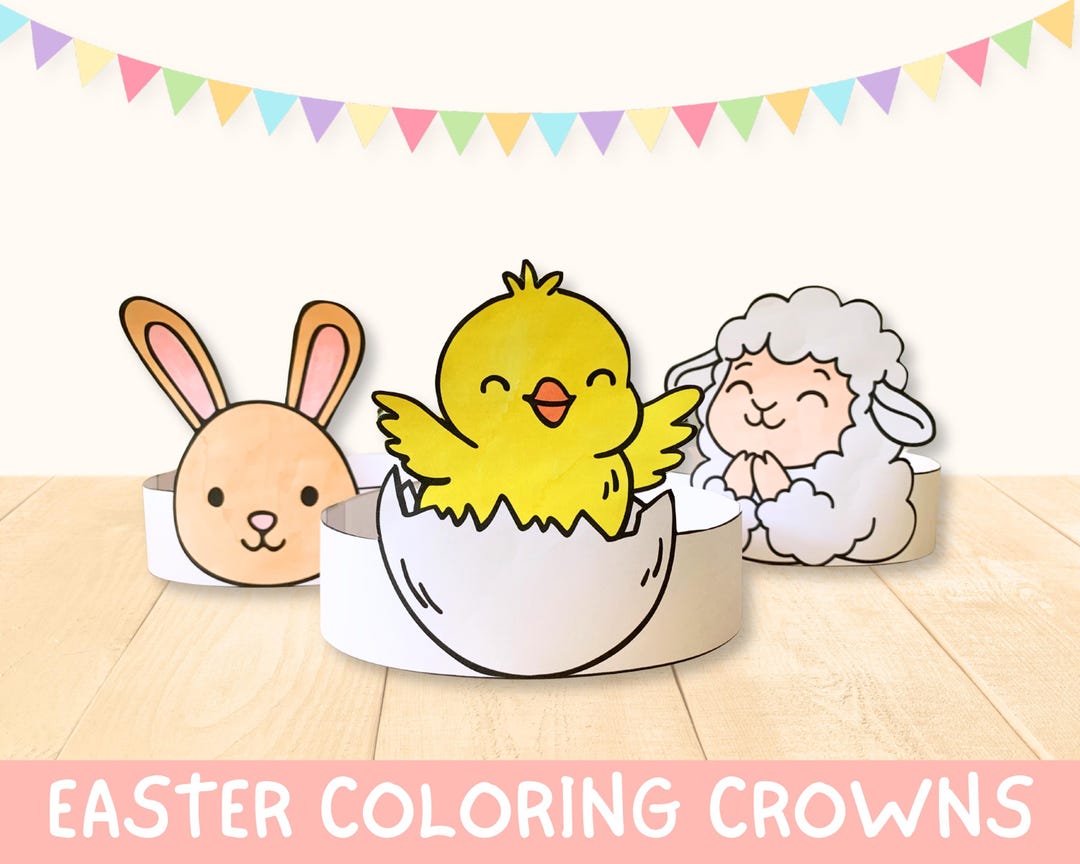 Easter Animal Paper Crowns Printable, Easter Coloring Headbands, Easter ...