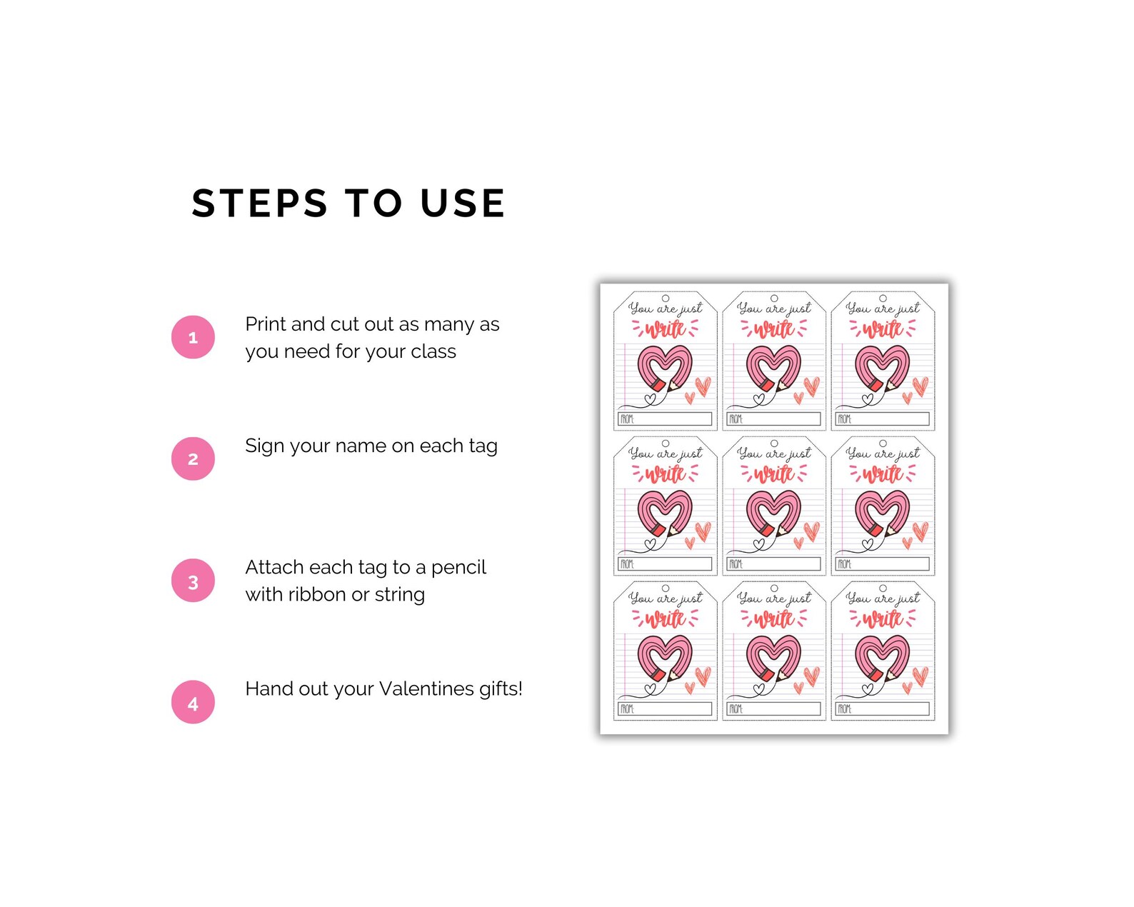 Valentines Pencil Gift Tag, Pencil Valentine, Valentines Class Gift ...