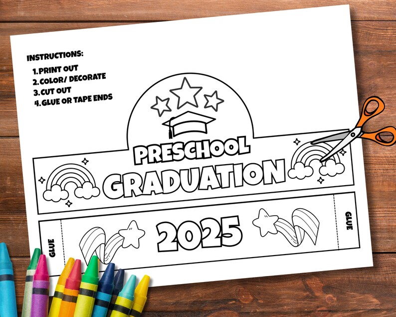 Preschool Graduation 2025, Paper Crown Printable, Preschool Coloring ...